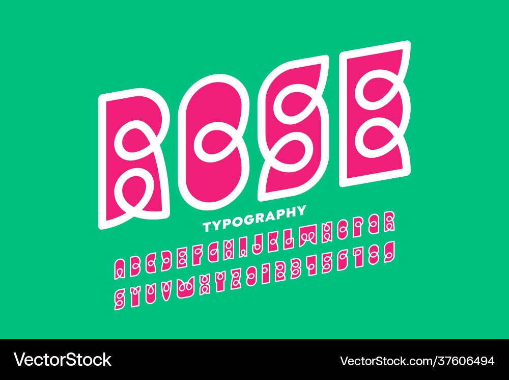 Outline style rose font Royalty Free Vector Image