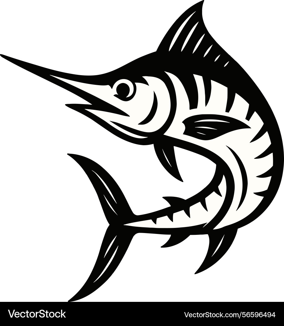Silhouette marlin fish graphic Royalty Free Vector Image