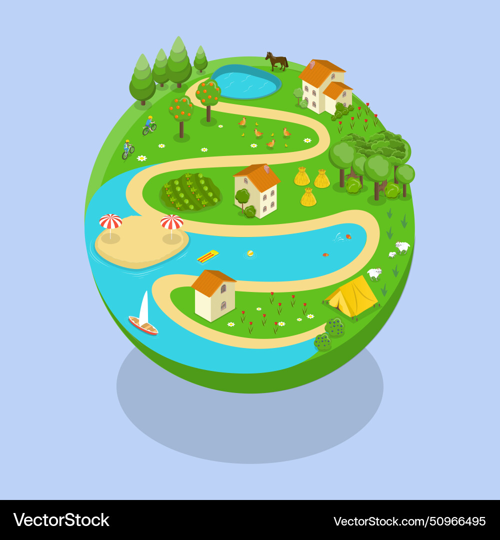 3d isometric flat of globe Royalty Free Vector Image