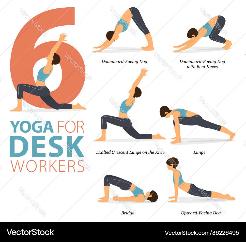 6 Yoga Poses for Office Wellness Royalty Free Vector Image