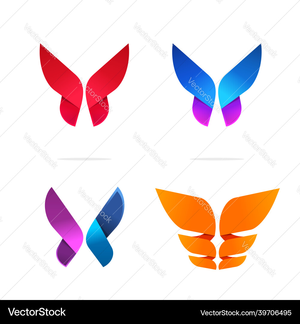 Abstract butterfly logo vivid modern geometric Vector Image