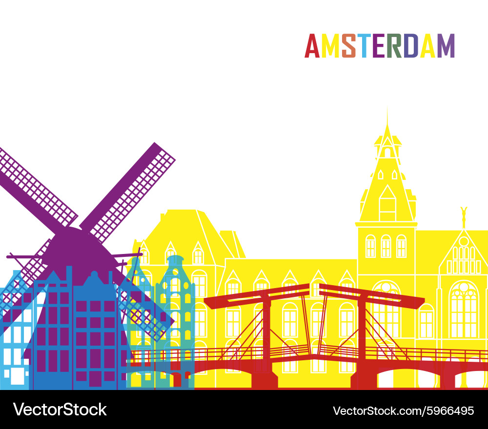 Amsterdam Cityscape Pop Art Royalty Free Vector Image