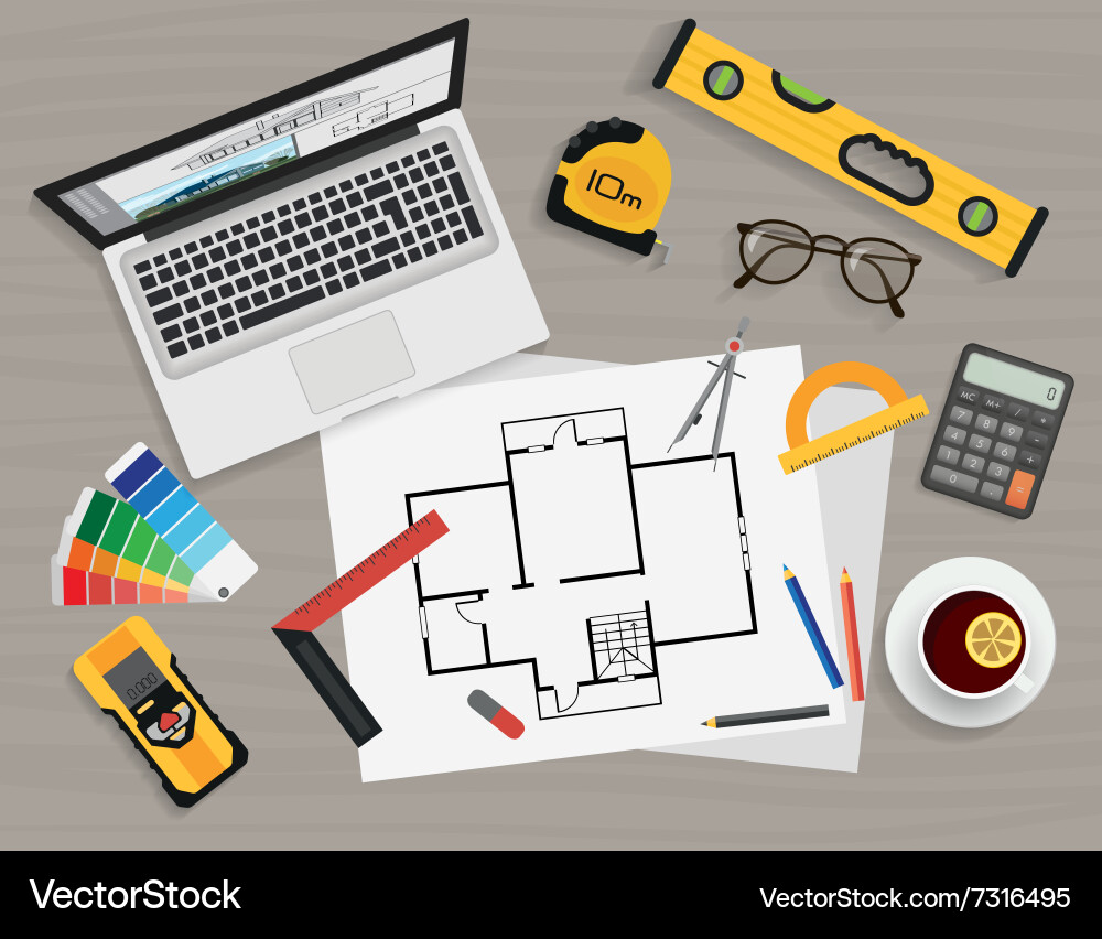 Architect construction planning and creating Vector Image
