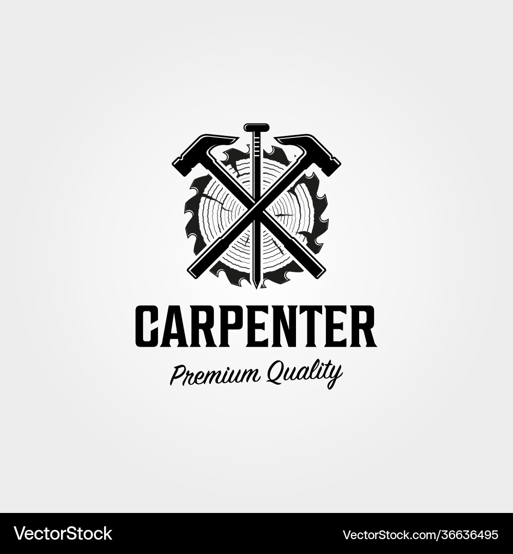 Carpenter shop logo vintage symbol design Vector Image