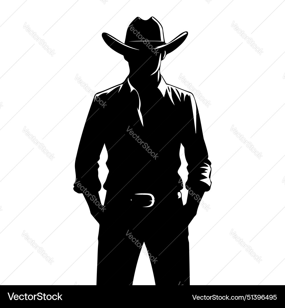 Cowboy silhouette portrait Royalty Free Vector Image