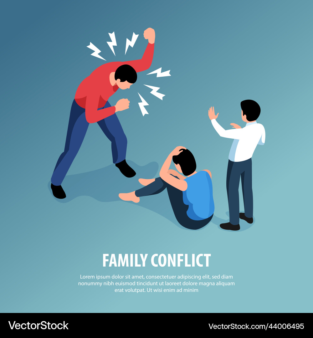 Family conflict isometric Royalty Free Vector Image