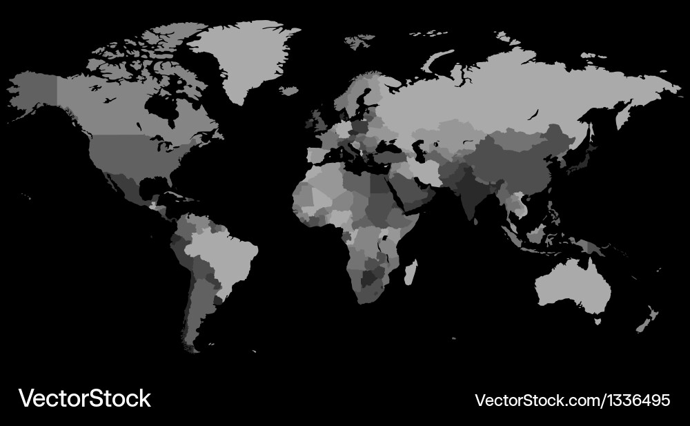 Grey Scale World Map Royalty Free Vector Image