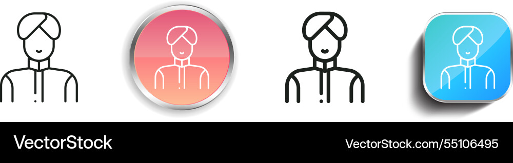 Indian icon thin linear regular and button style Vector Image