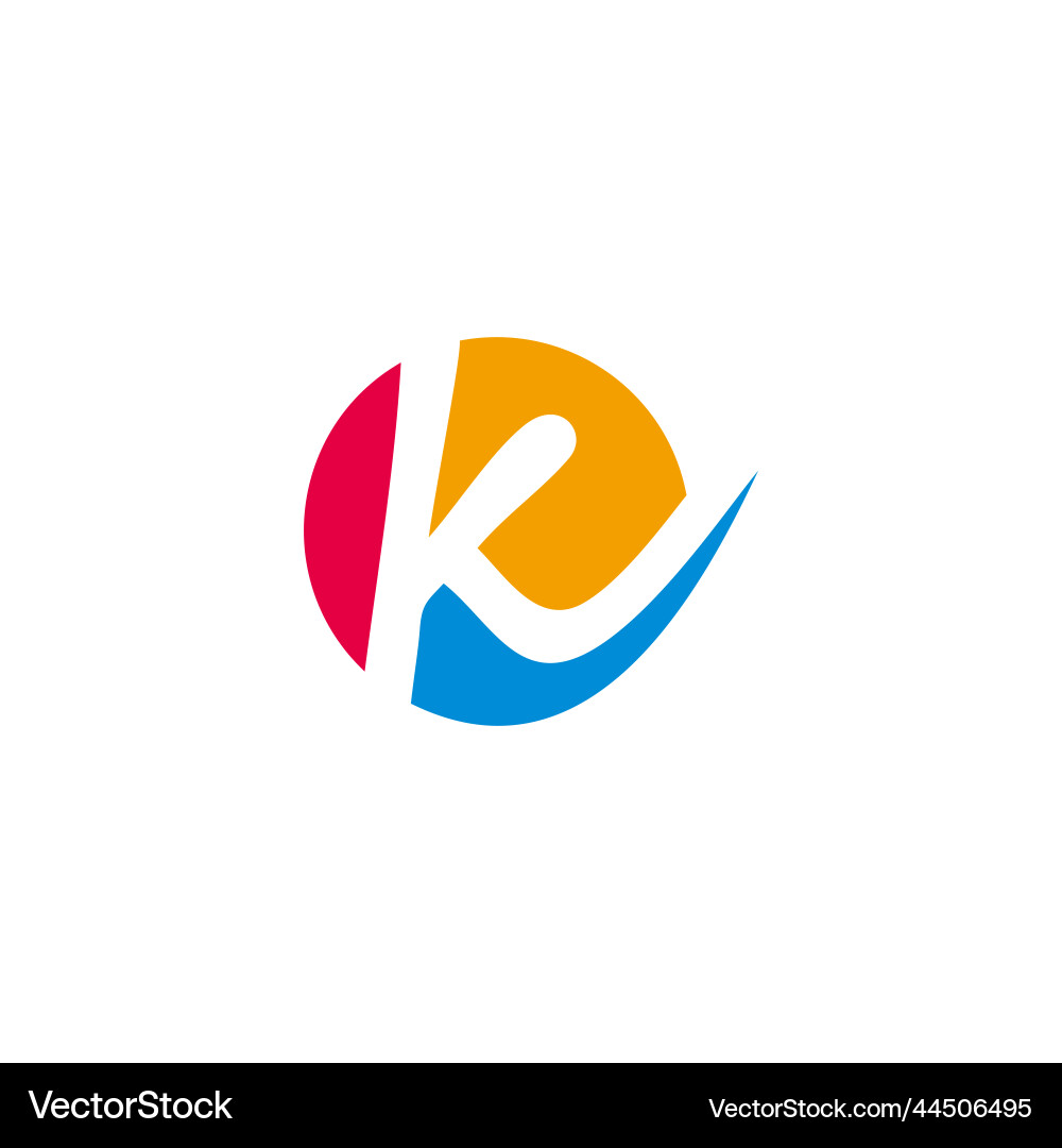 Letter ke circle colorful motion logo Royalty Free Vector