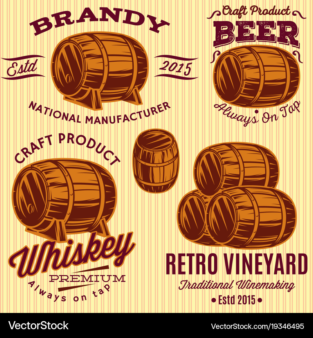 Set templates with colored barrels Royalty Free Vector Image