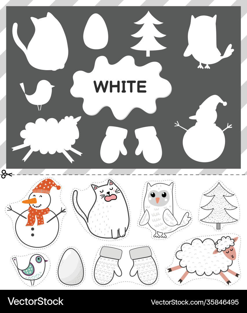 White color cut elements and match them Royalty Free Vector