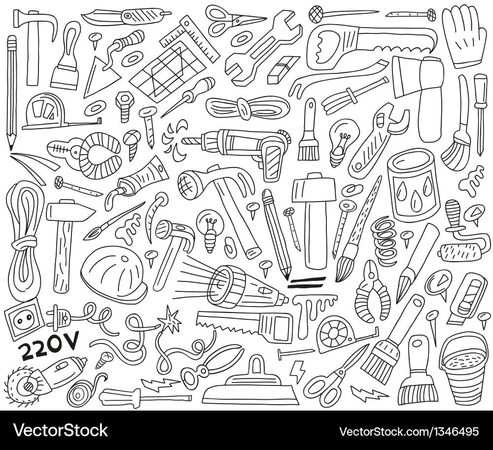 Work tools - doodles Royalty Free Vector Image