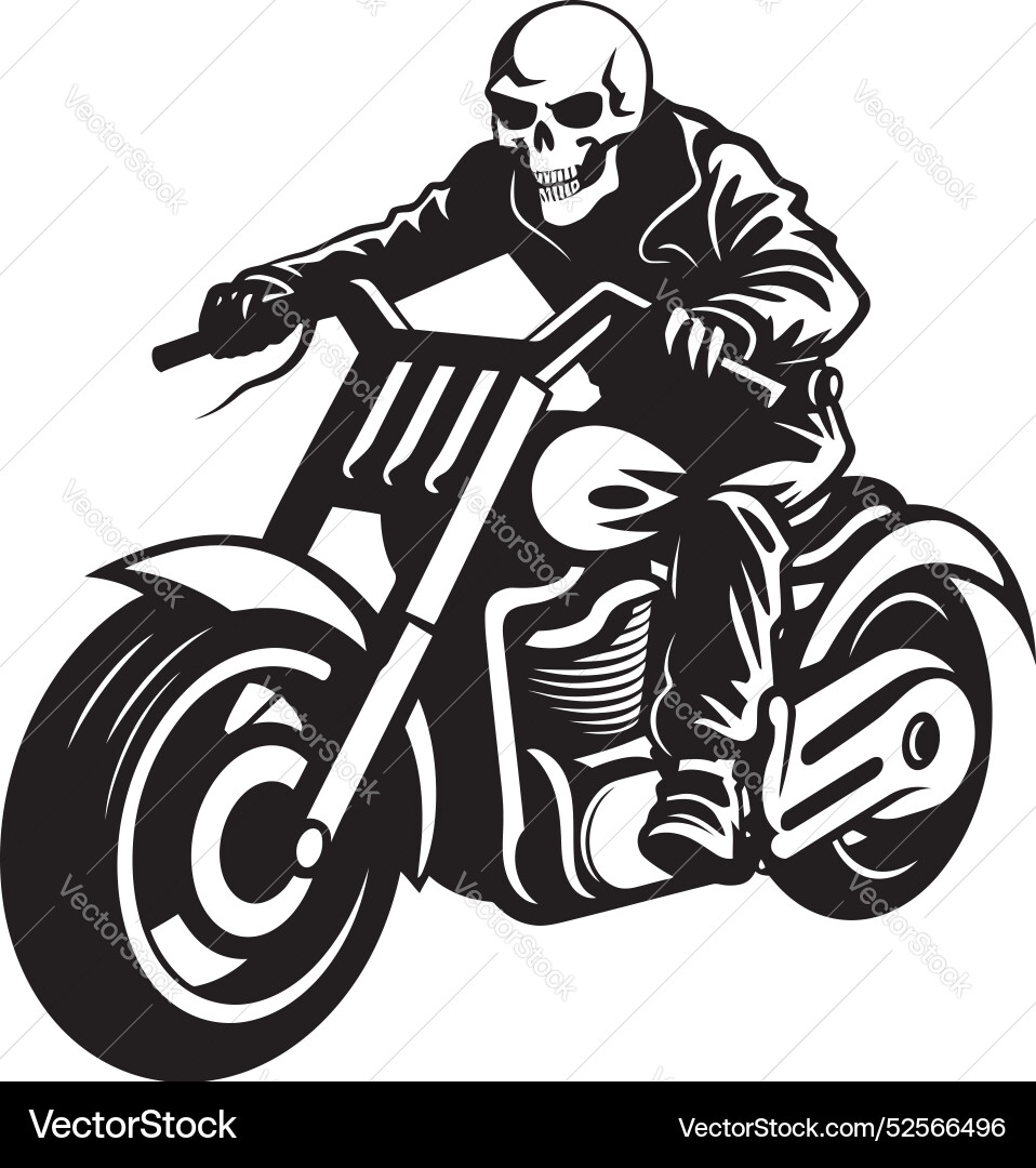 Bone biker leather clad skeleton motorcyclist Vector Image