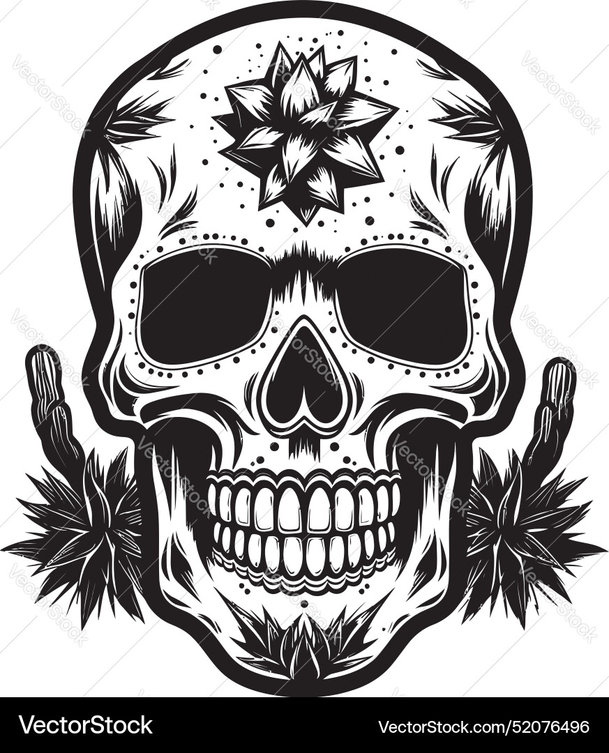 Cactus cranium logo design featuring skull Vector Image