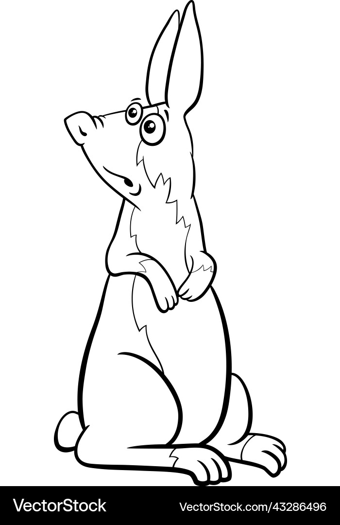Cartoon dwarf rabbit standing up coloring page Vector Image