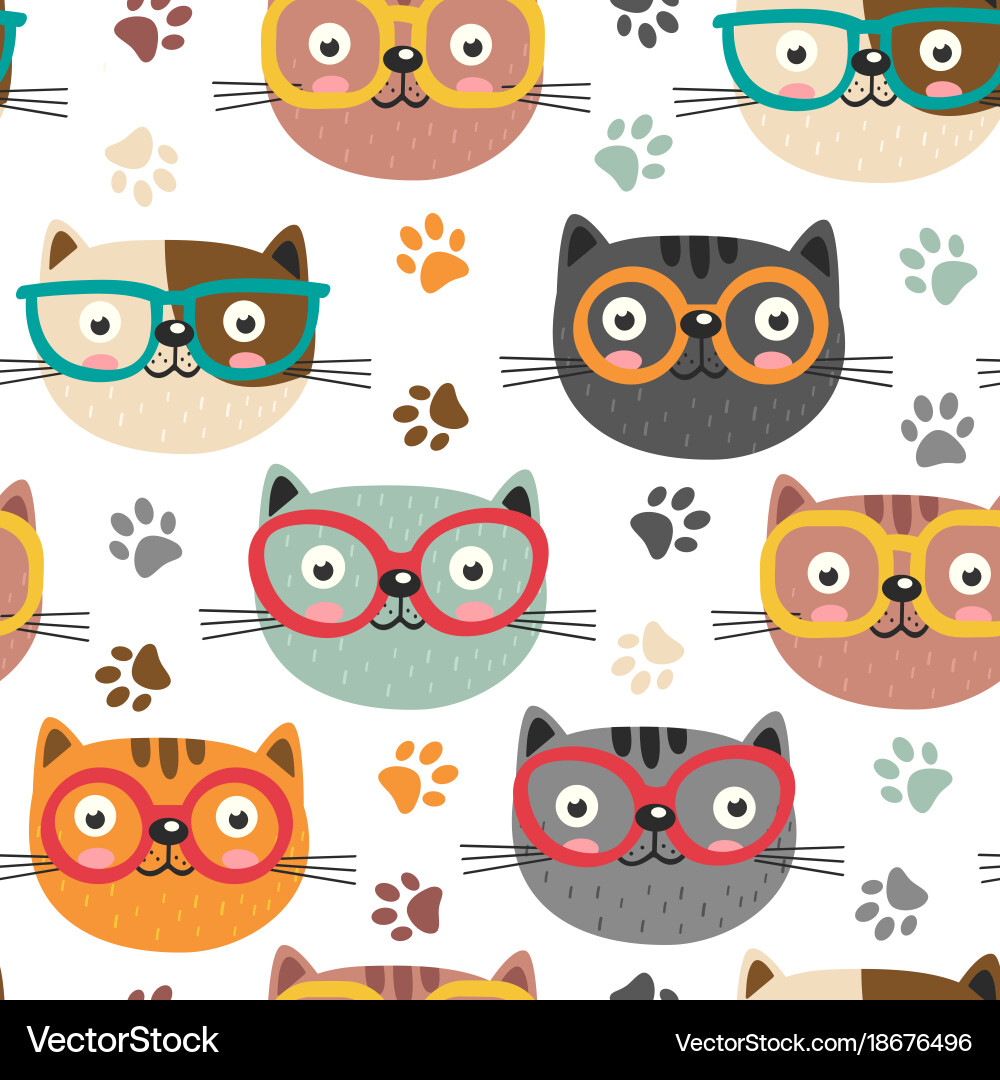 Cute Cat Faces Pattern Royalty Free Vector Image