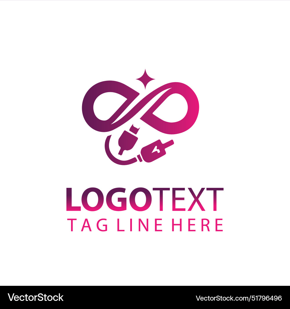 Infinity usb plug logo Royalty Free Vector Image