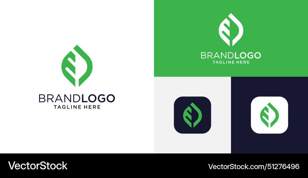 Letter initial e leaf logo design template Vector Image