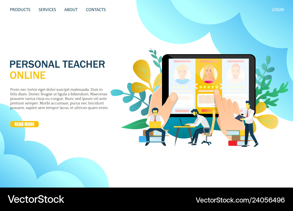 Online Teacher Website Template Royalty Free Vector Image
