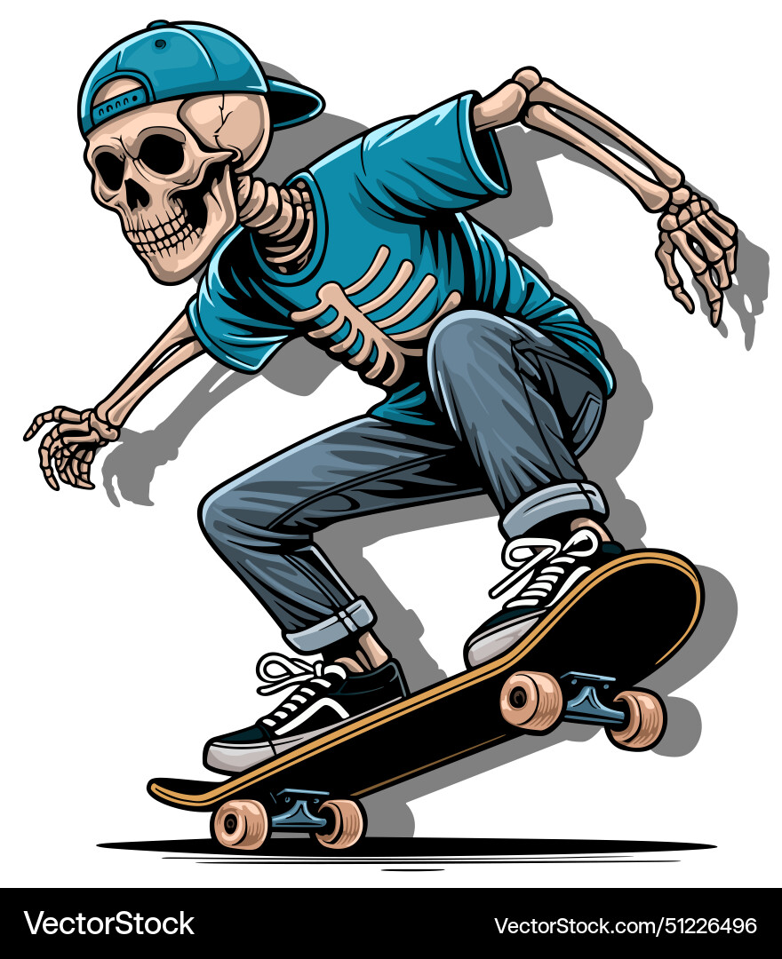 Skeleton on a skateboard Royalty Free Vector Image