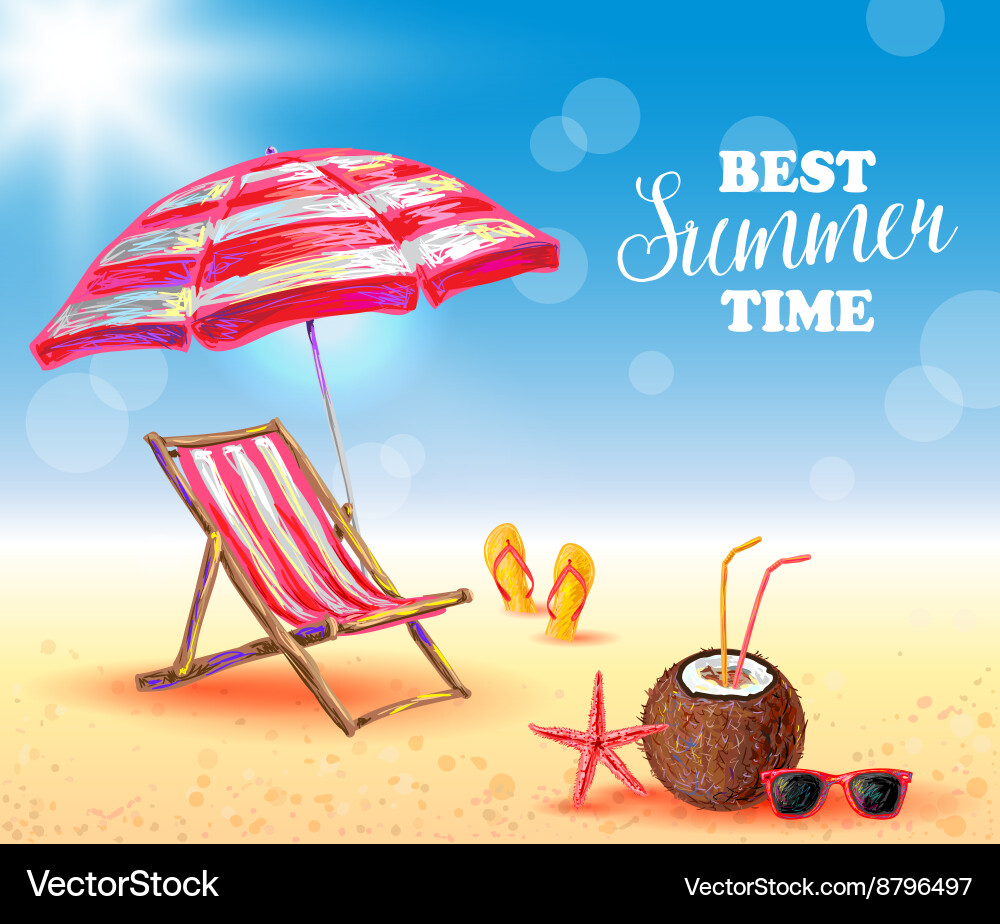 Best summer time poster Royalty Free Vector Image