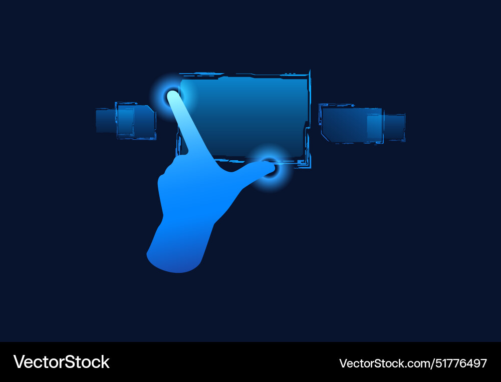 Blue double tap hand icon for ui design Royalty Free Vector