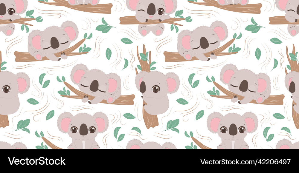 Cute koala seamless pattern for children fabric Vector Image