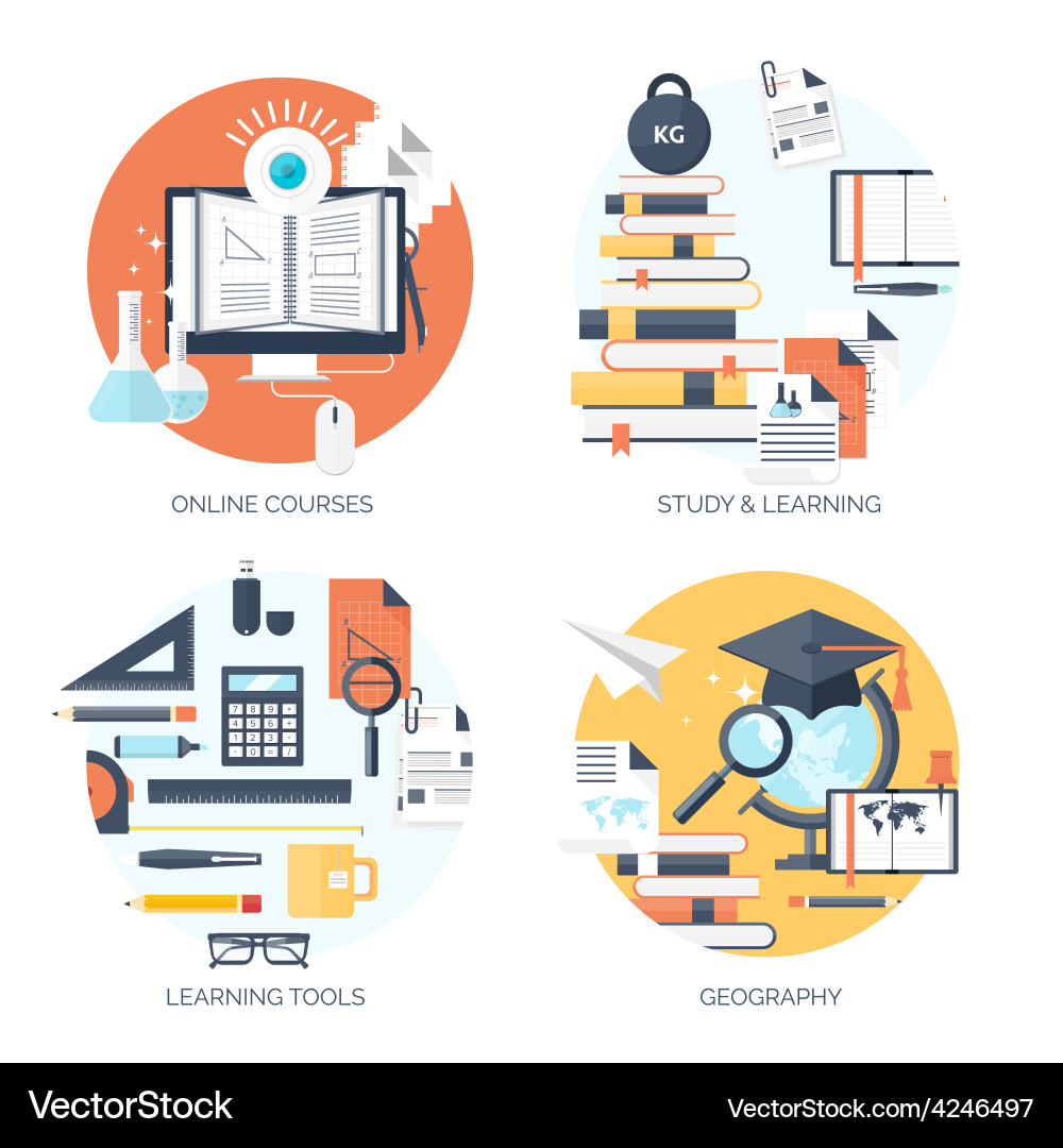 Flat study and learning Royalty Free Vector Image