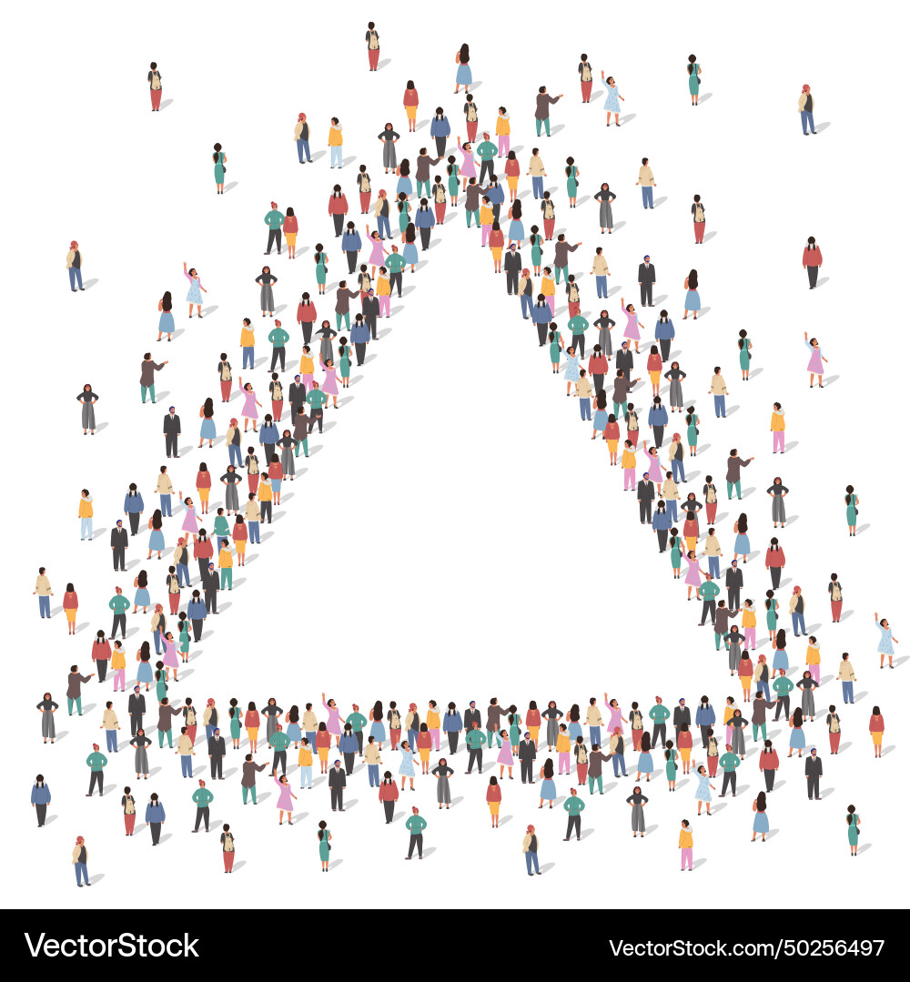 Large group of people forming triangle geometry Vector Image