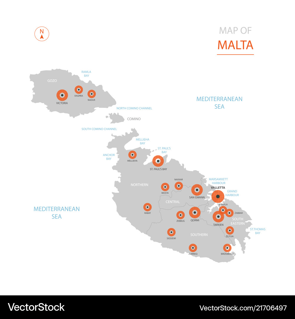 Malta map with administrative divisions Royalty Free Vector
