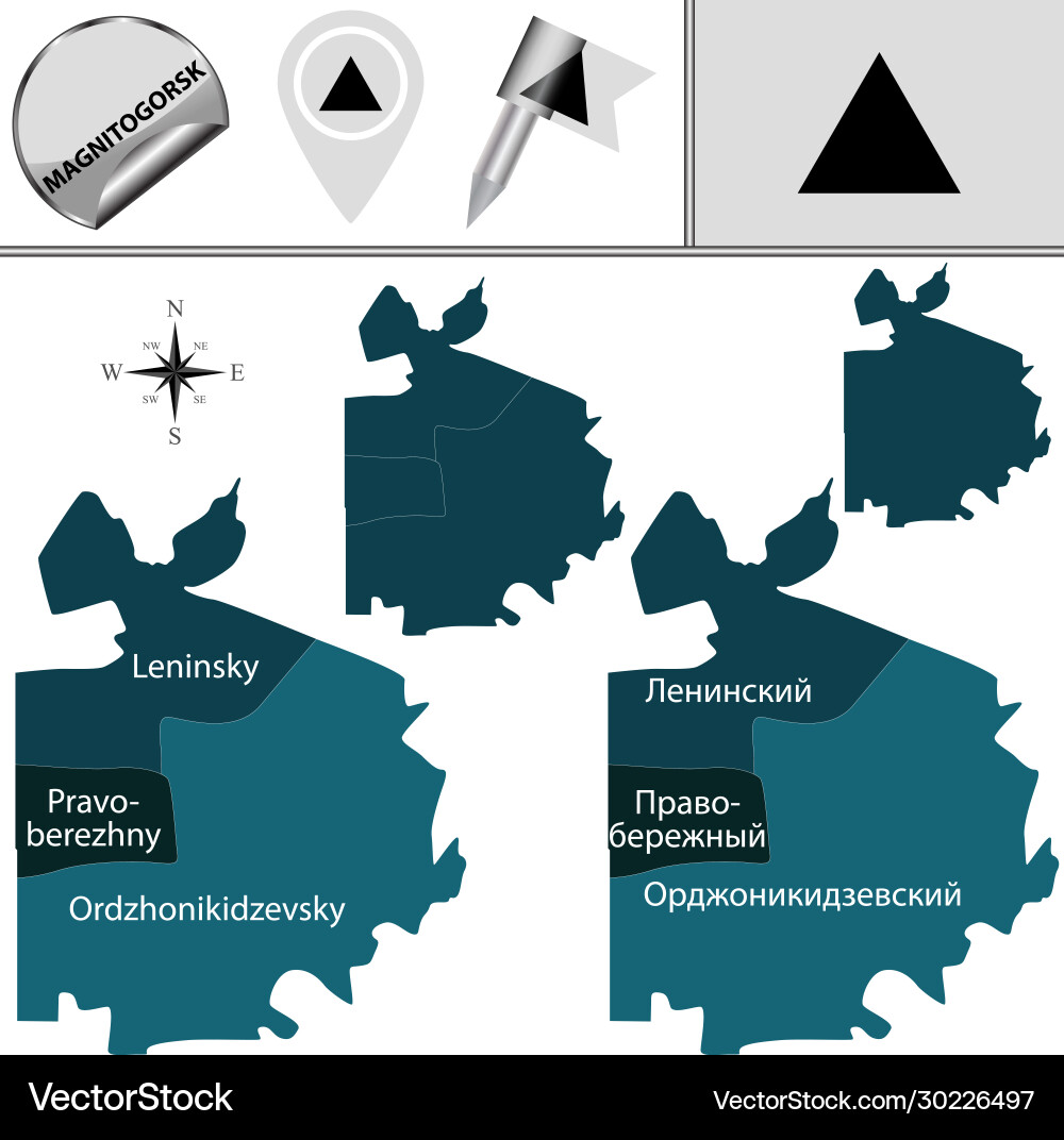 Map magnitogorsk russia Royalty Free Vector Image