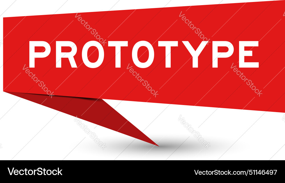 Red color speech banner with word prototype Vector Image