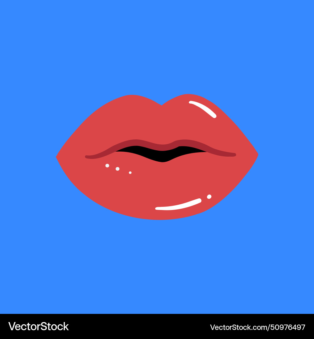 Red lips doodle modern hand drawn print Royalty Free Vector