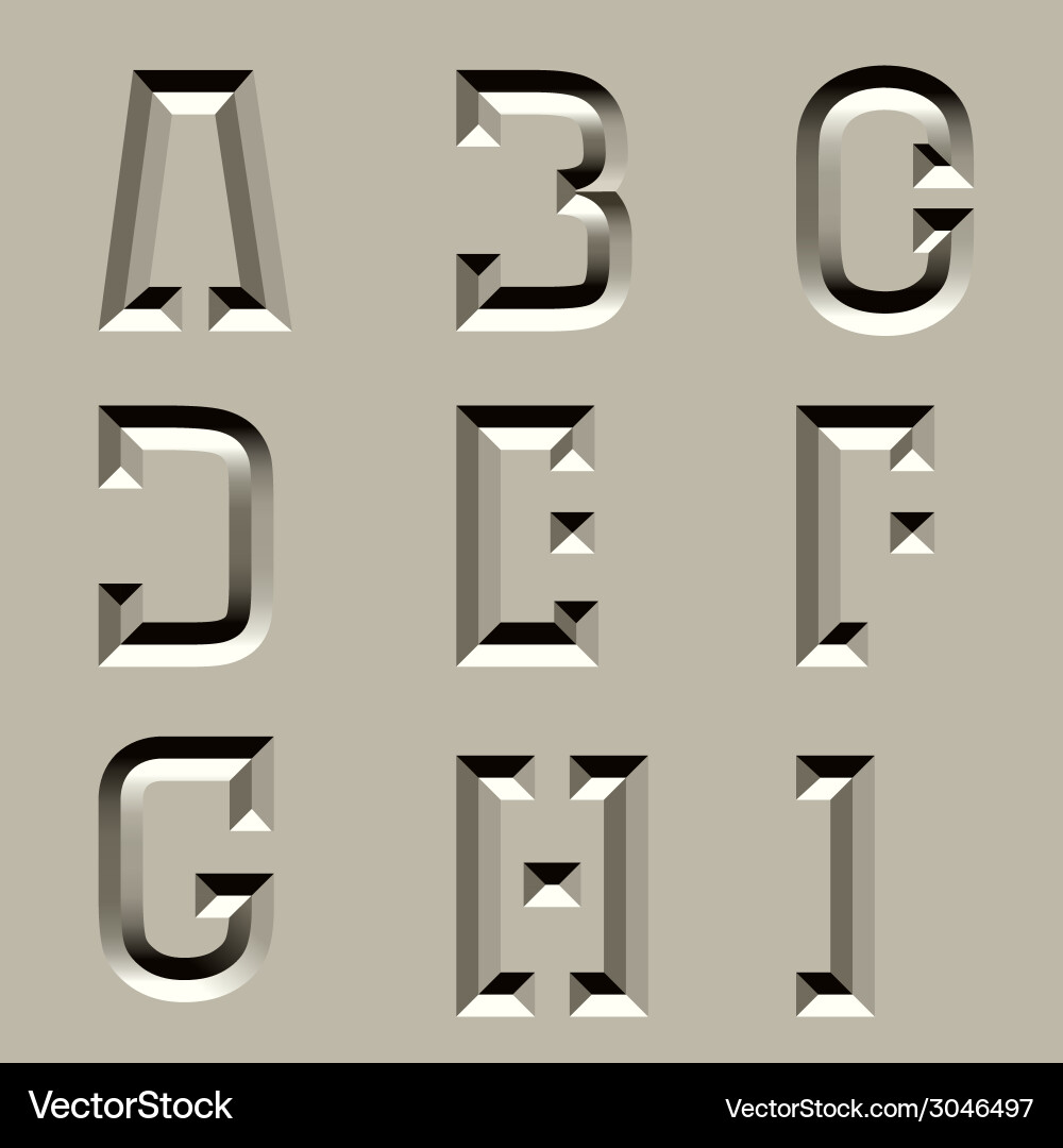 Stone carved alphabet font - part 1 Royalty Free Vector