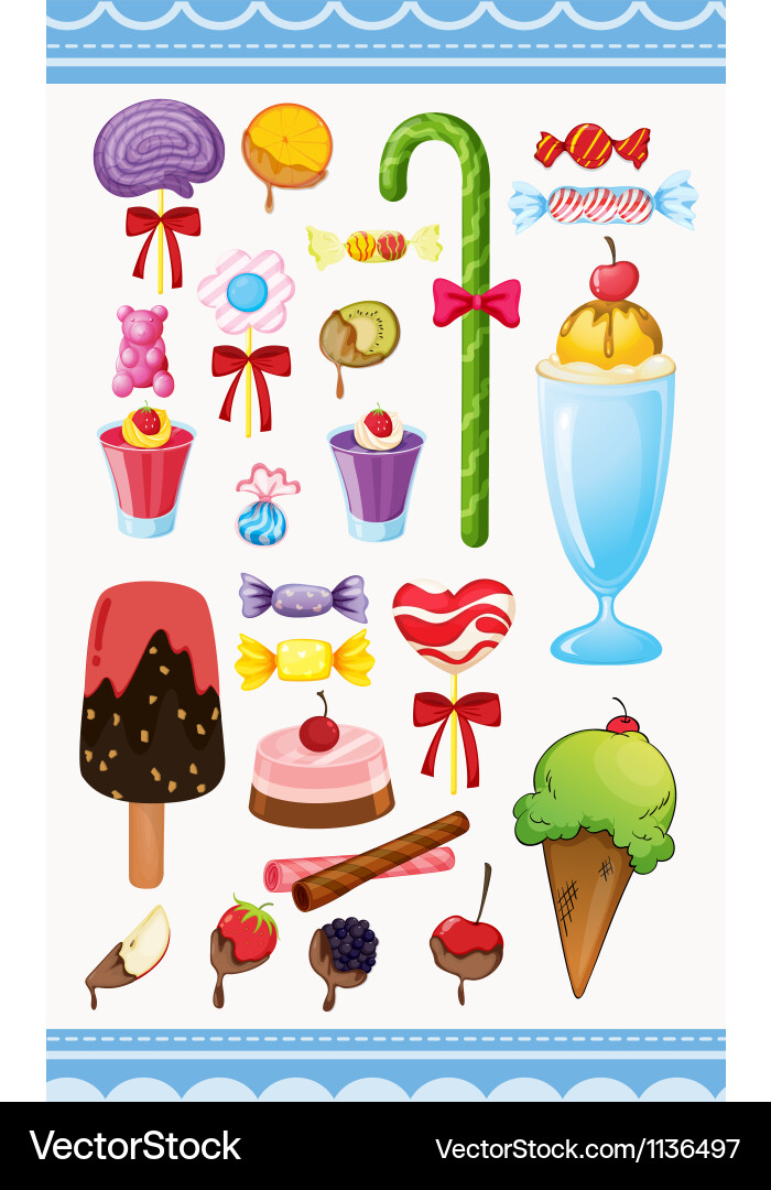 Various sweets Royalty Free Vector Image - VectorStock