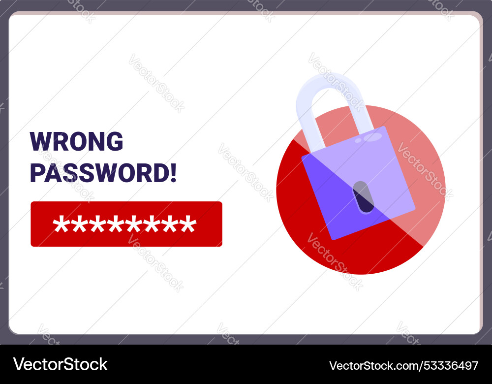 Website Security Alert With Wrong Password Vector Image