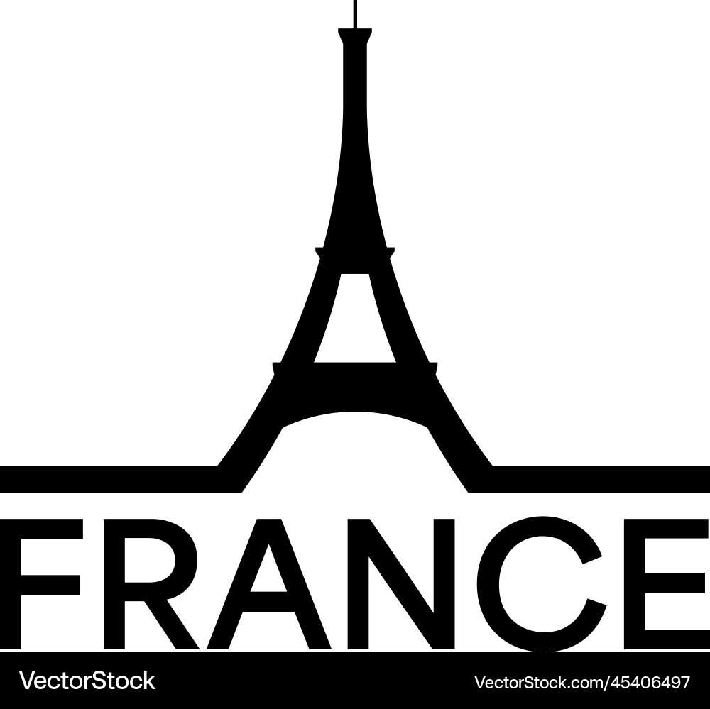 Word france with eiffel tower Royalty Free Vector Image
