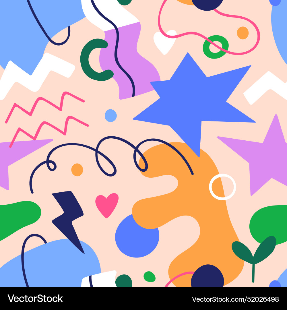 Abstract doodle pattern seamless colorful Vector Image