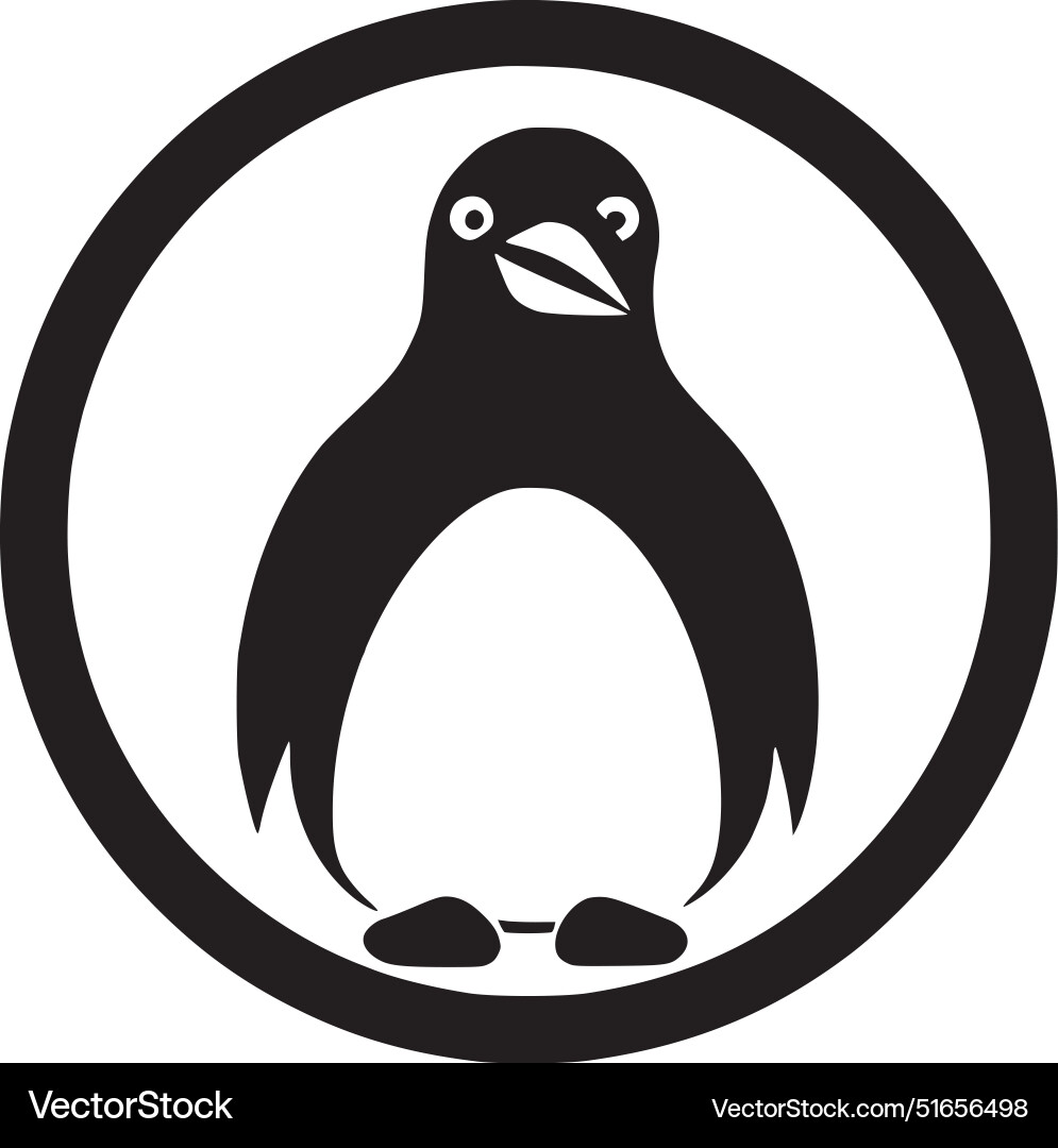 Penguin - black and white Royalty Free Vector Image