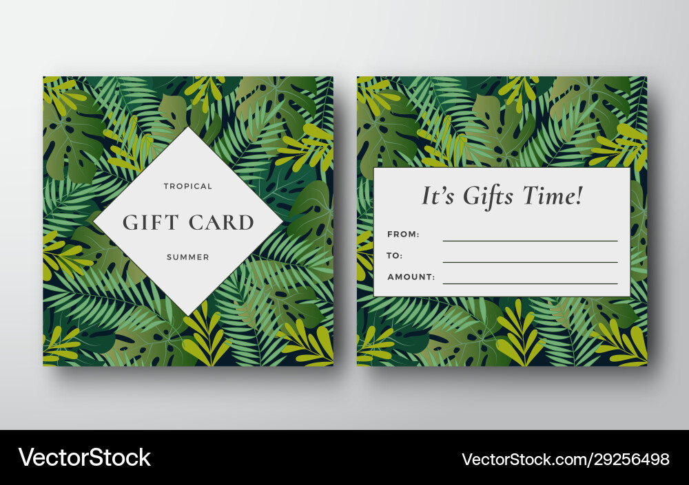 Tropical leaves abstract gift card banner Vector Image