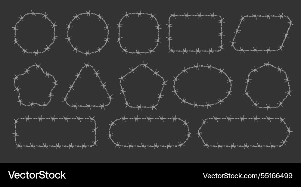 Barbed wire frames geometric shapes for danger Vector Image