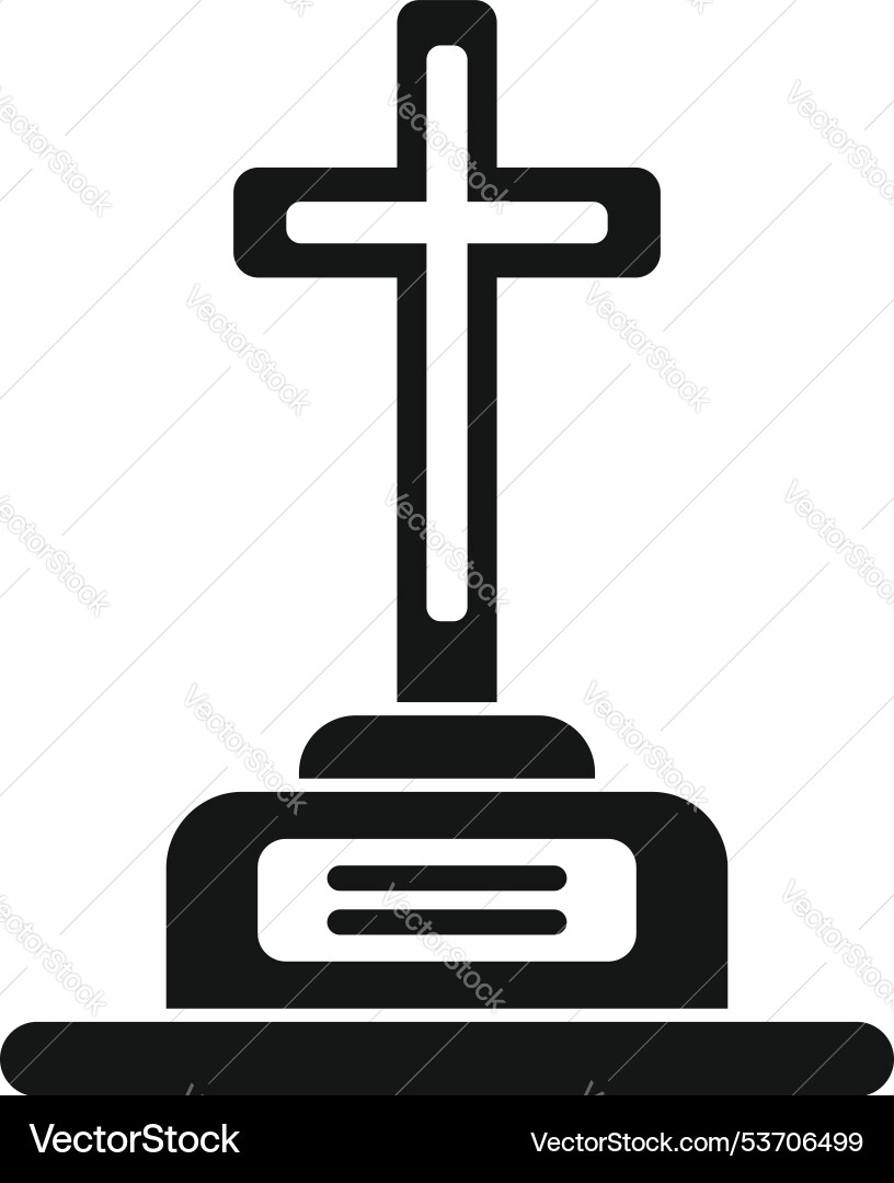Christian cross standing on tombstone Royalty Free Vector