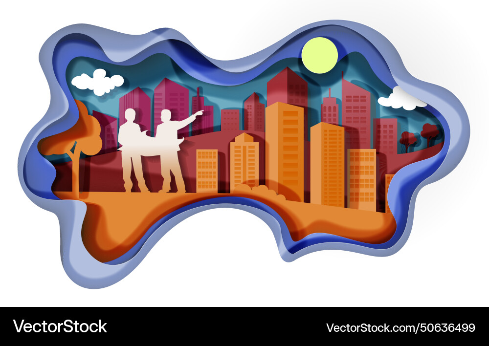 City development papercut art Royalty Free Vector Image