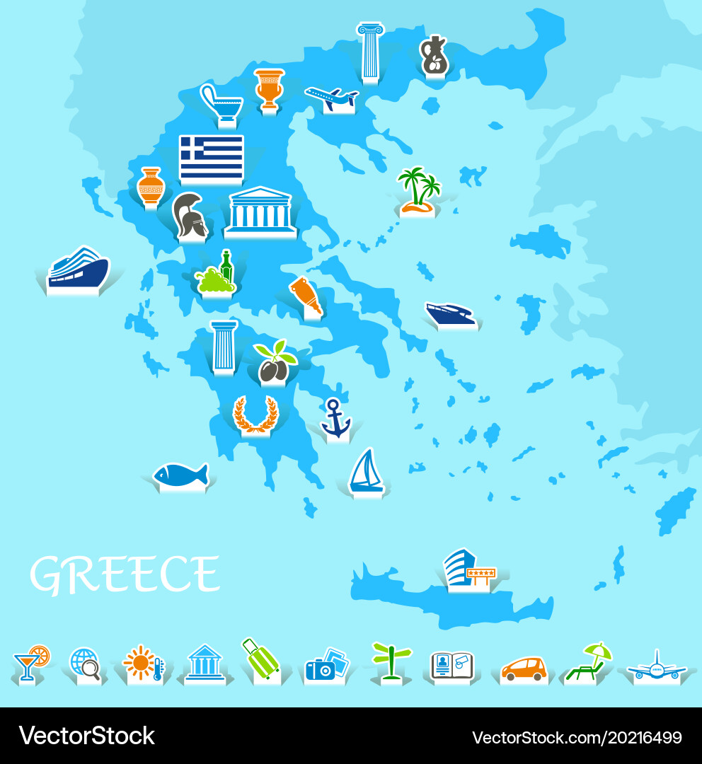 Greece map Royalty Free Vector Image - VectorStock