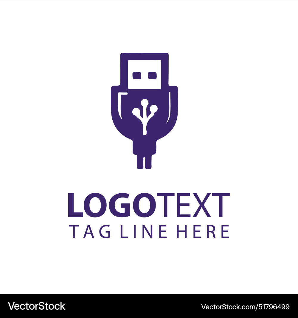 Infinity usb plug logo Royalty Free Vector Image