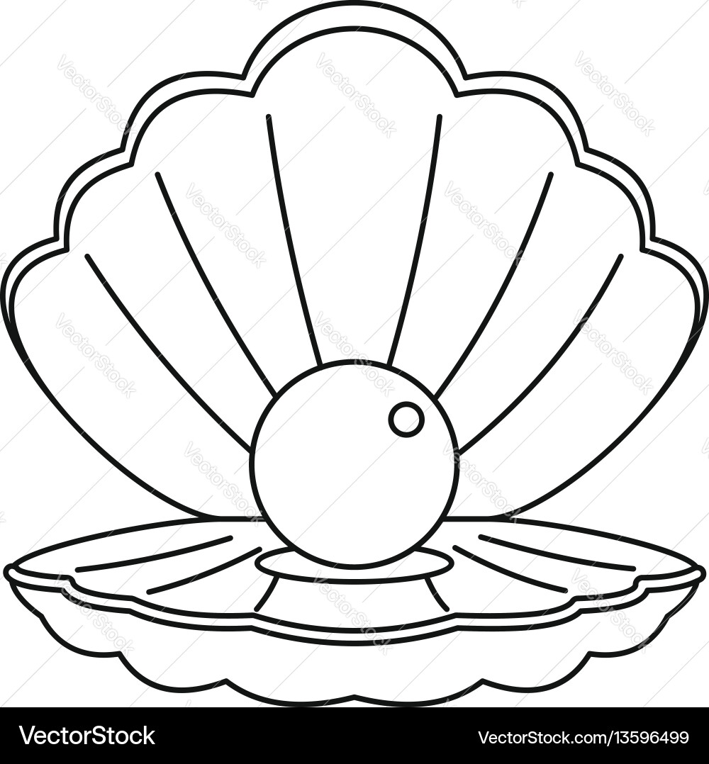 Sea shell with pearl icon outline style Royalty Free Vector