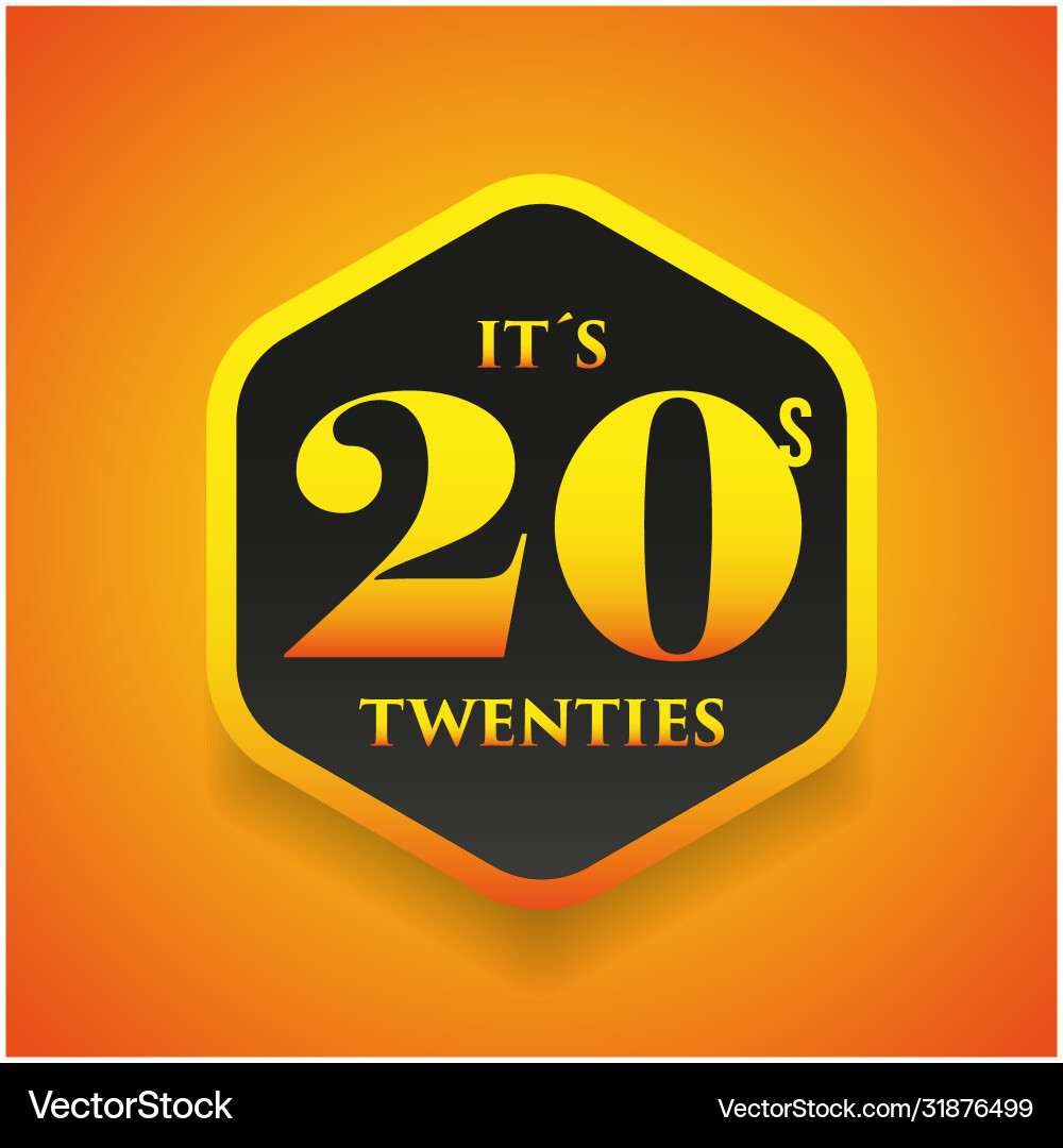 Twenties sign gold hexagon Royalty Free Vector Image