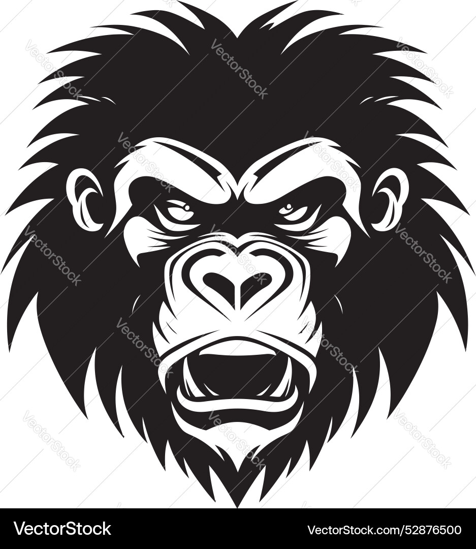 Baboon king badge crowned insignia Royalty Free Vector Image
