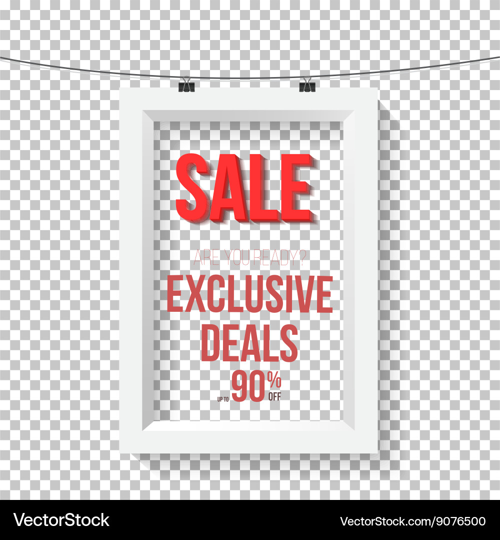 Big sale poster wall frame mockup Royalty Free Vector Image