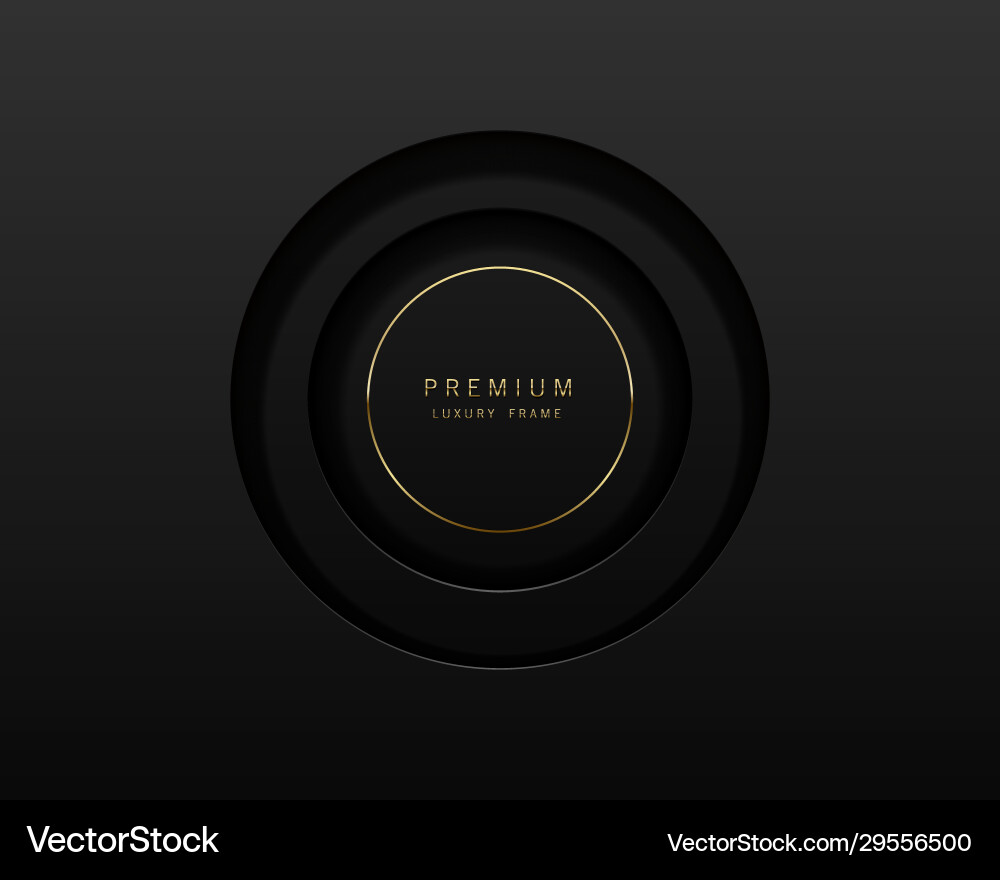 Black abstract round paper cut luxury frame Vector Image